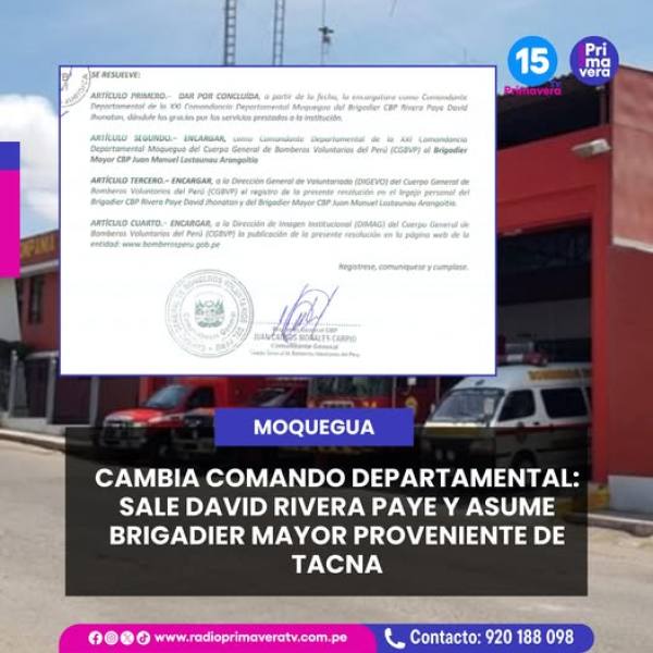 CAMBIA COMANDO DEPARTAMENTAL: SALE DAVID RIVERA PAYE Y ASUME BRIGADIER ...